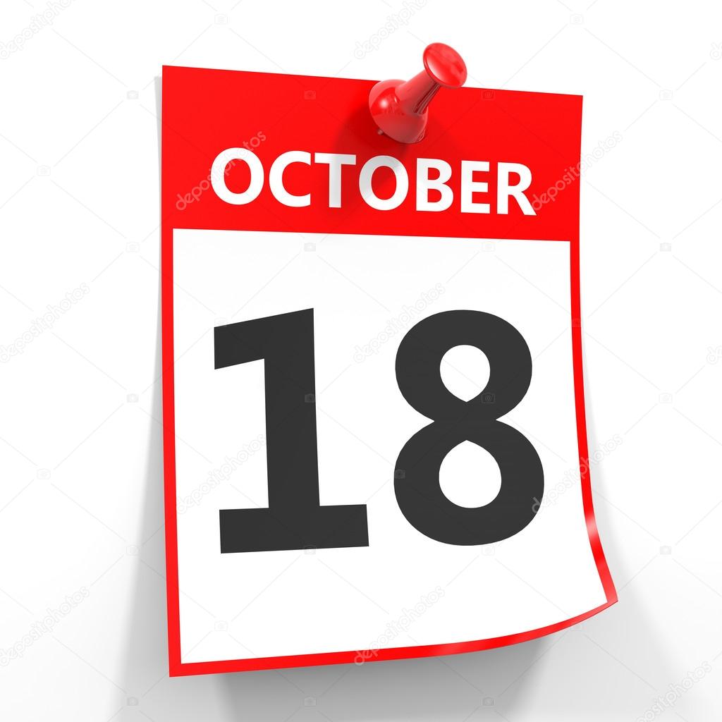 18 october calendar sheet with red pin. Stock Photo by ©iCreative3D ...