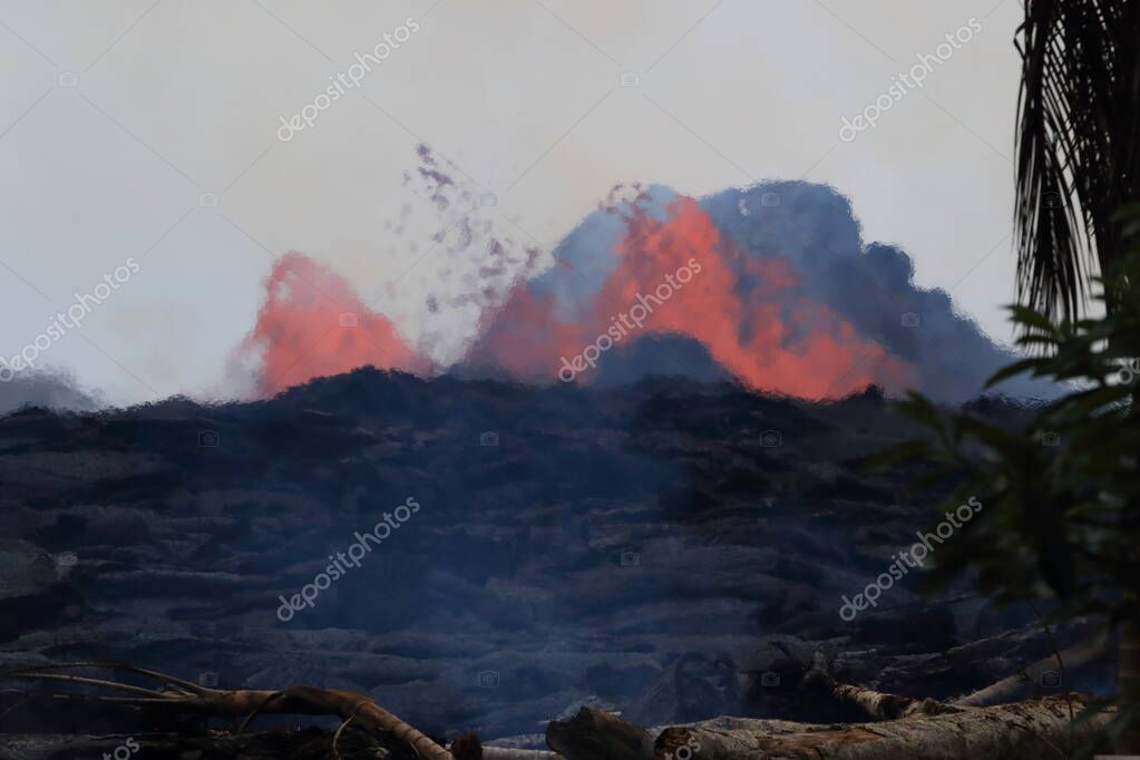 Vista a rea de la erupci n del volc n Kilauea en Hawai, en la foto Fissure7 se puede ver el ...