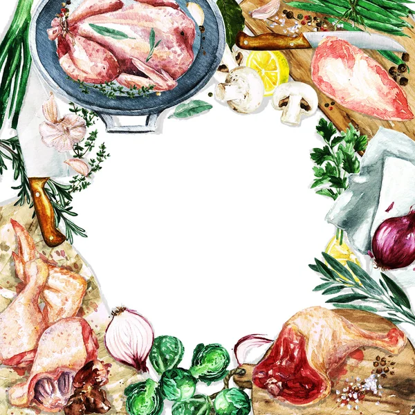 Watercolor background - Cooking Meat Stock Photo by ©nataliahubbert ...