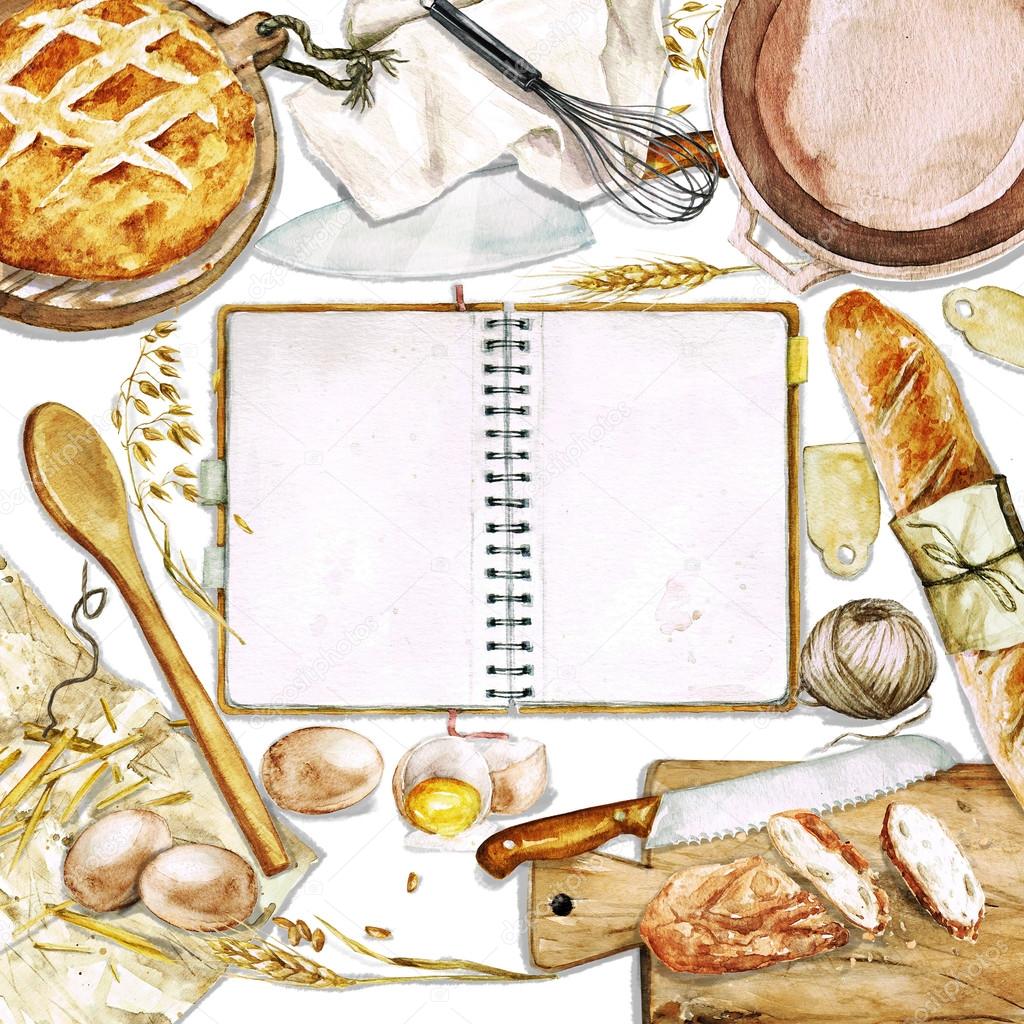 Watercolor background - Cooking Bread Stock Illustration by ...