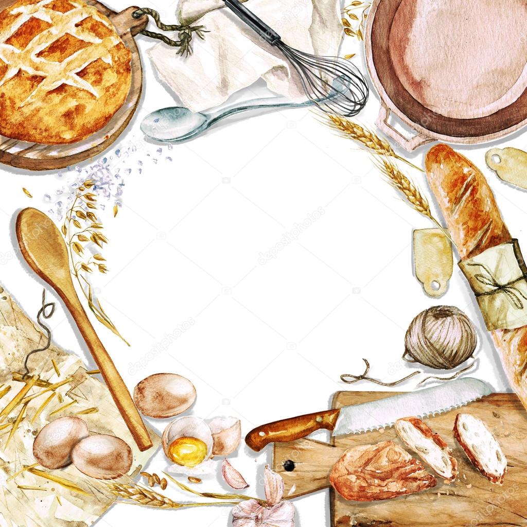 Watercolor background - Cooking Bread Stock Illustration by ...