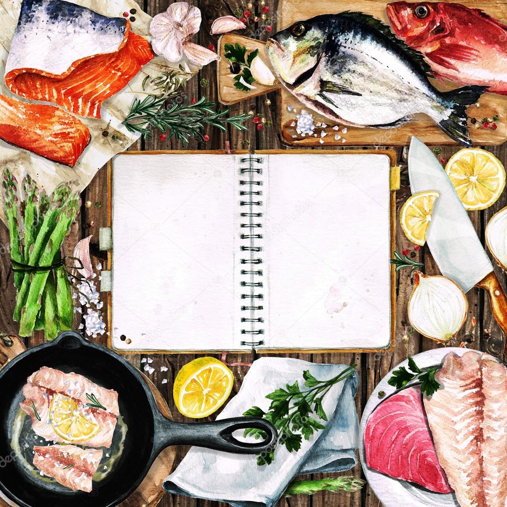 Watercolor background - Cooking Fish Stock Photo by ©nataliahubbert ...