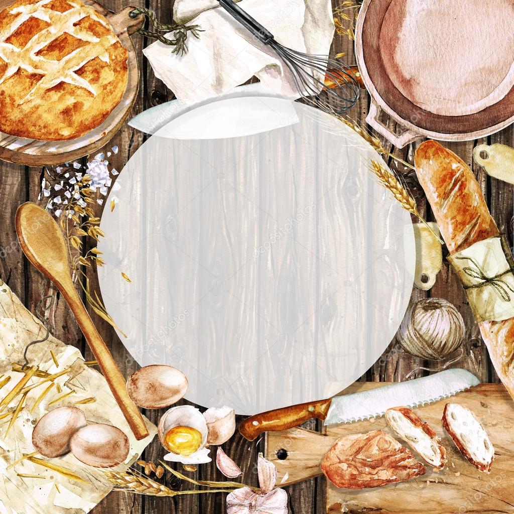 Watercolor background - Cooking Bread Stock Photo by ©nataliahubbert ...