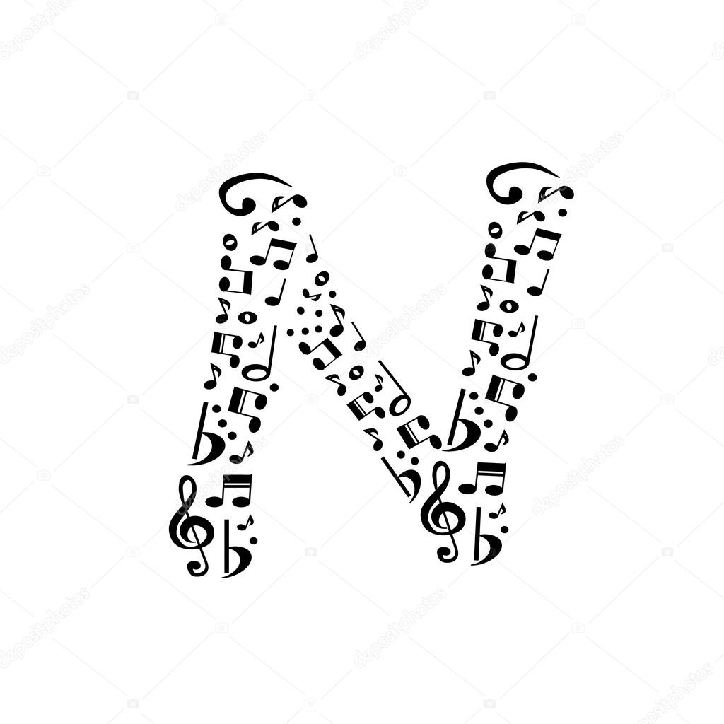 Abstract vector alphabet - N made from music notes - alphabet se ...
