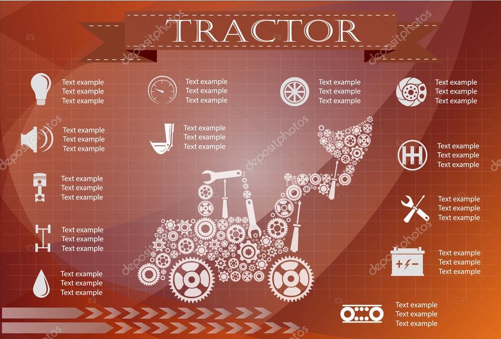 Tractor service, repair Infographics. vector illustration Stock Vector ...