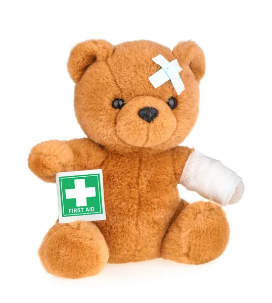 Teddy bear with bandages | Teddy bear with bandage isolated on white ...