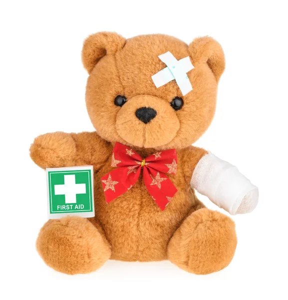 Teddy bear with bandages | Teddy bear with bandage isolated on white ...