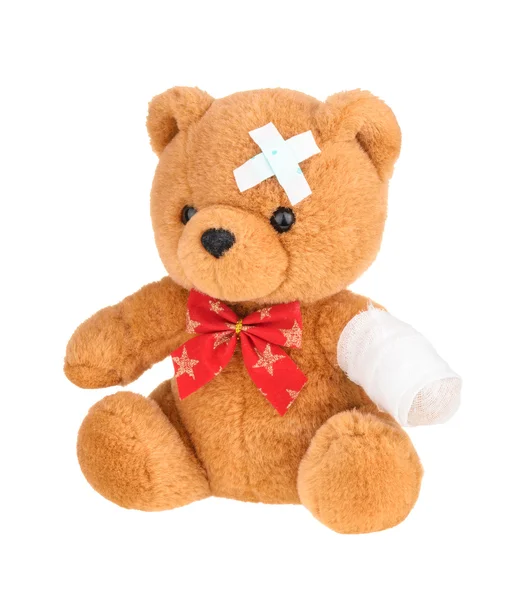 Teddy bear with bandages | Teddy bear with bandage isolated on white ...