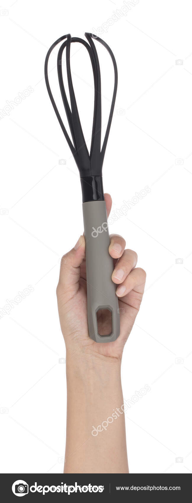 Hand Holding Plastic Manual Hand Egg Beater Isolated White Background ...