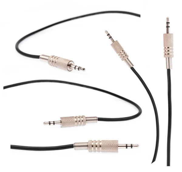 Audio jack connection of microphone isolated on white background ...