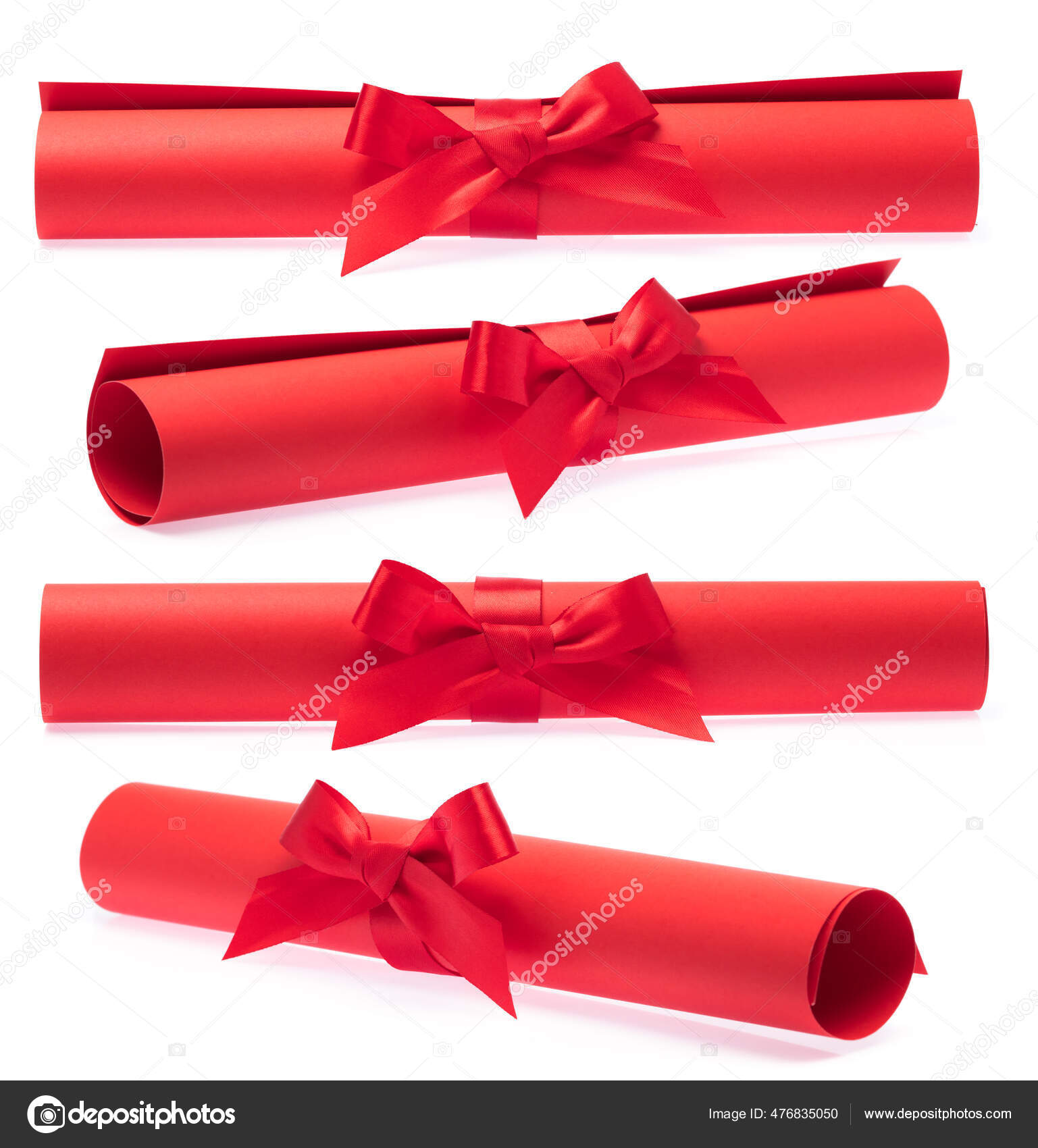 Collection Roll Red Paper Ribbon Isolated White Background Stock Photo ...