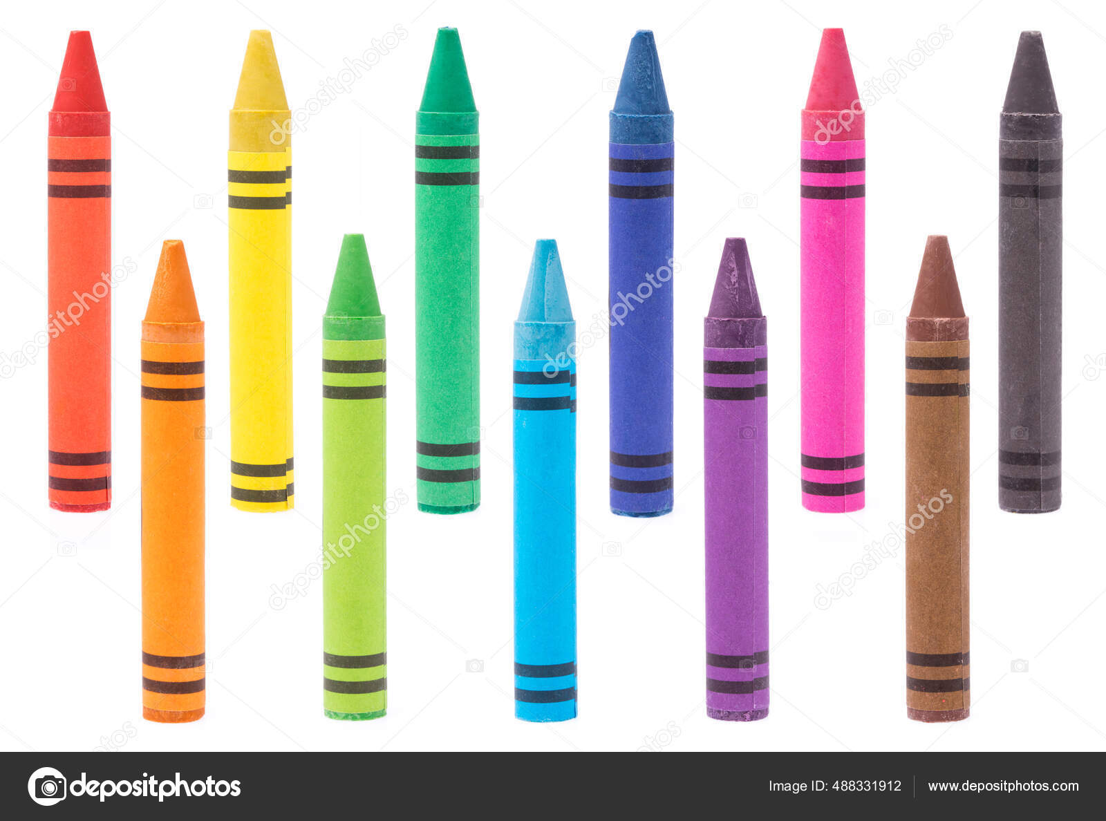 Set Collection Colors Crayon Wax Isolated White Background — Stock ...