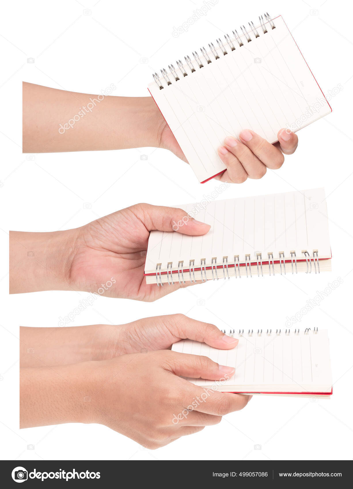 Set Hand Holding Note Book Isolated White Background Stock Photo by ...