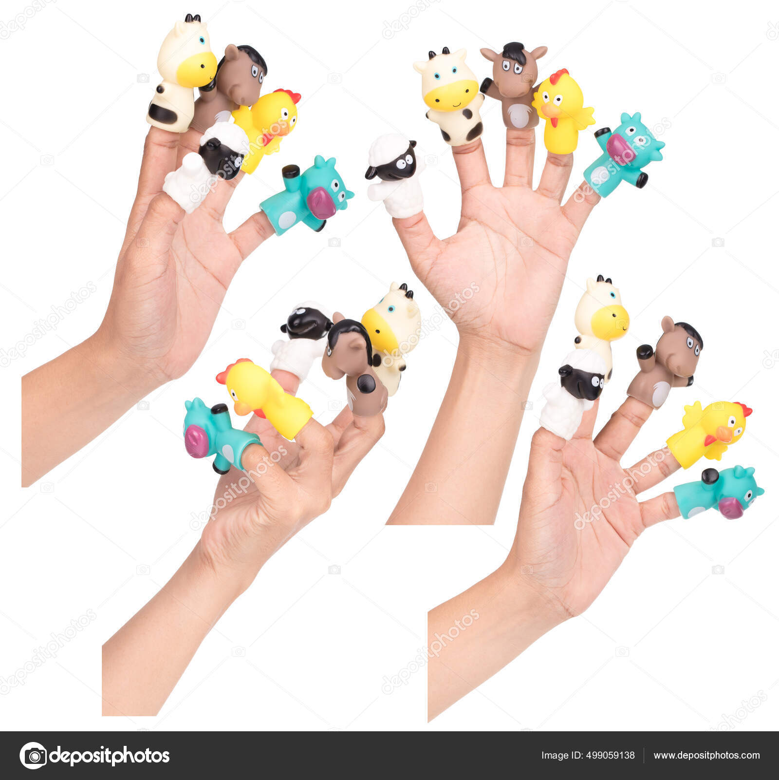 Set Hand Wearing Finger Puppets Isolated White Background Stock Photo ...