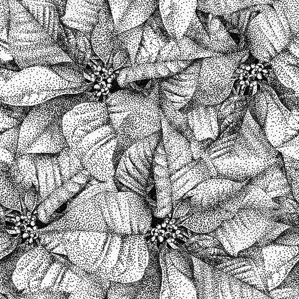 Pointillism Black And White Flowers