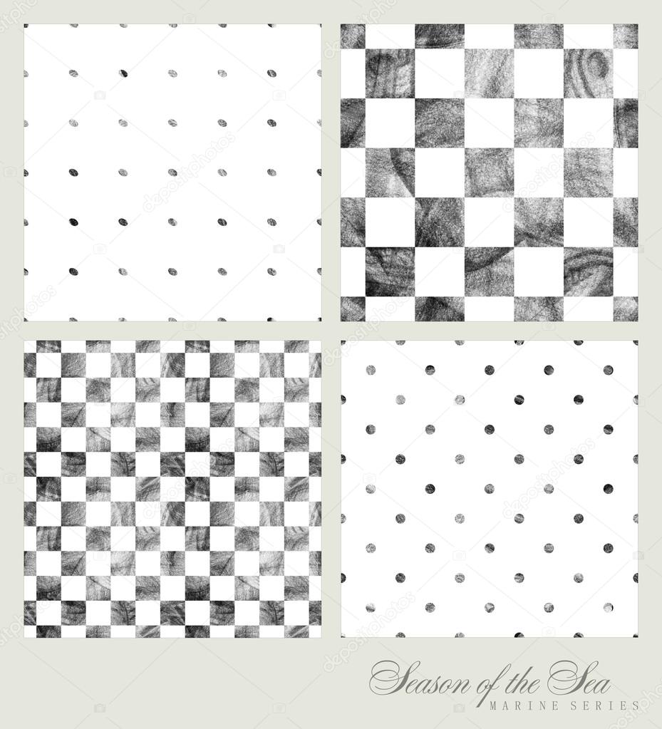 Set of four patterns drawn by hand with pencil — Stock Photo ...