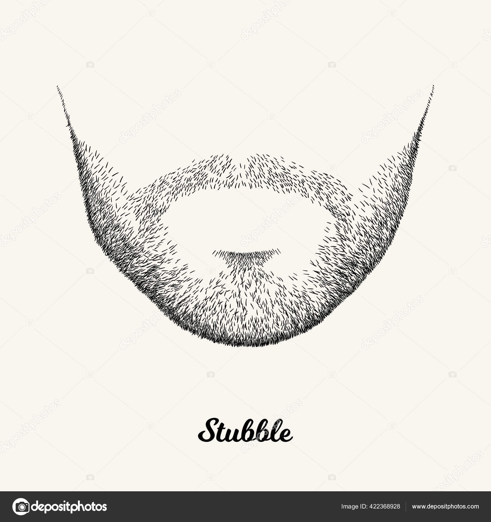 Male Stubble Simple Linear Illustration Fashionable Men Hairstyle ...