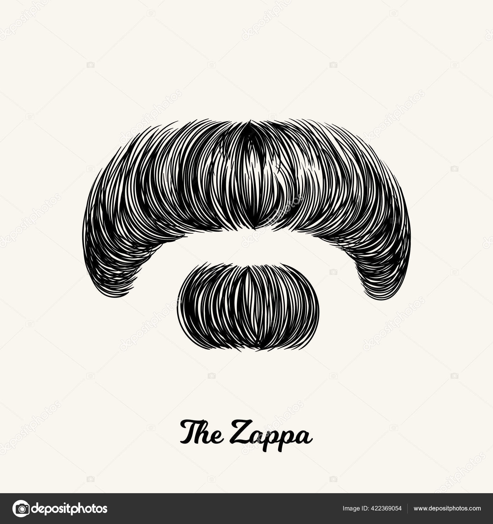 Zappa Beard Mustache Simple Linear Illustration Fashionable Men ...