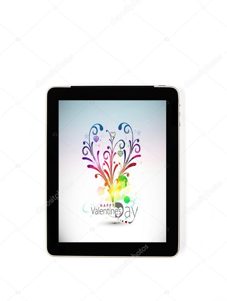 Tablet concept Valentine's Day signs: Signs of Valentine's Day o Stock ...