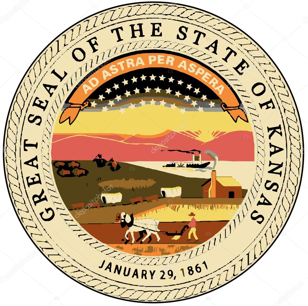 Kansas State Seal — Stock Vector © Bigalbaloo 54605179