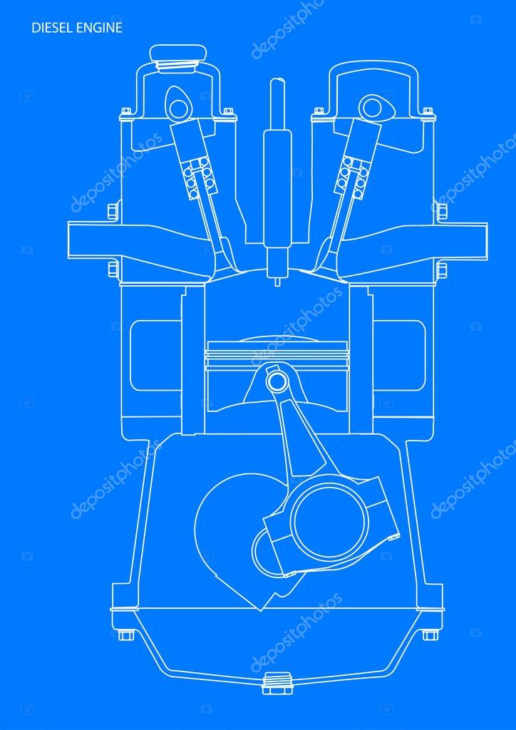 Diesel Engine Blueprint Stock Vector Image by ©BigAlBaloo #80182168