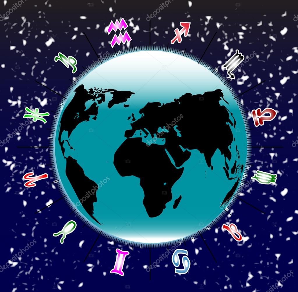 Earth With The Signs Of The Zodiac — Stock Vector © BigAlBaloo #91373860