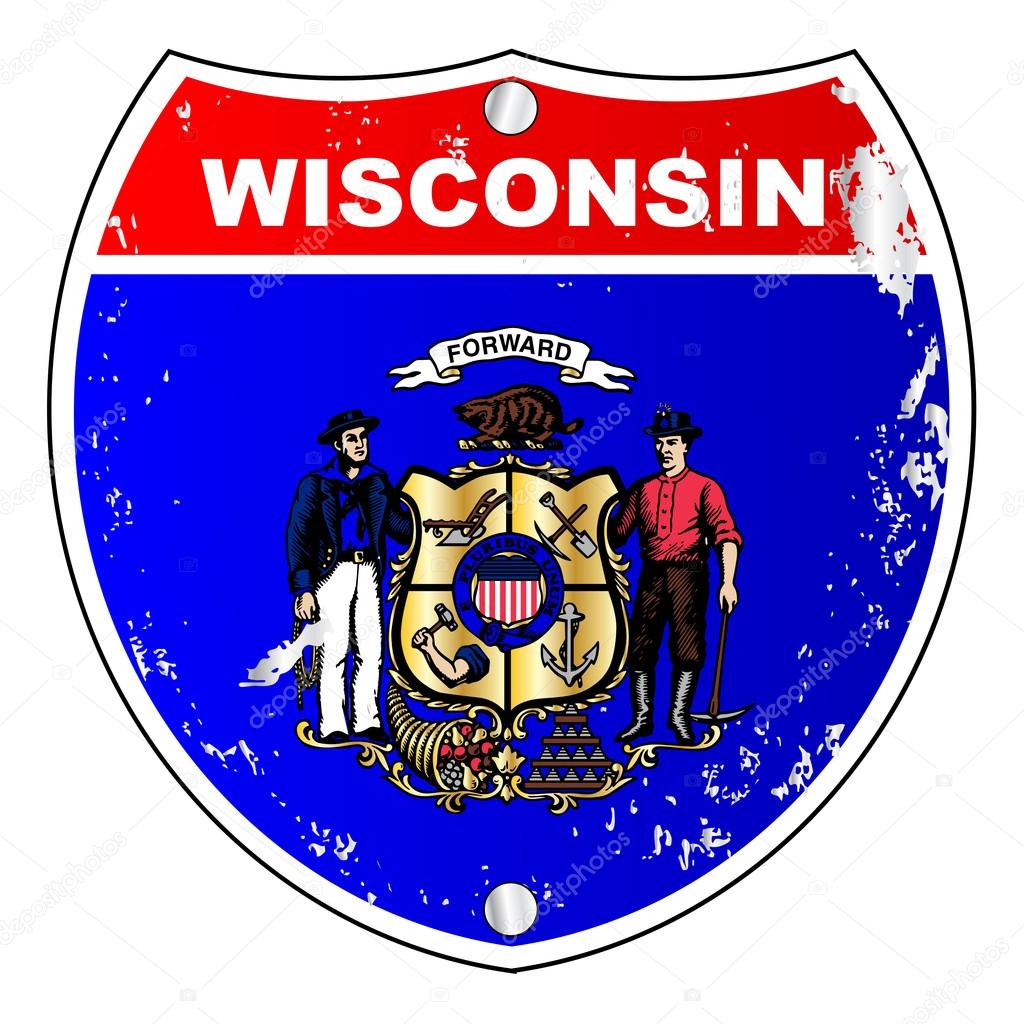 Wisconsin Flag Icons As Interstate Sign Stock Vector Image by ...