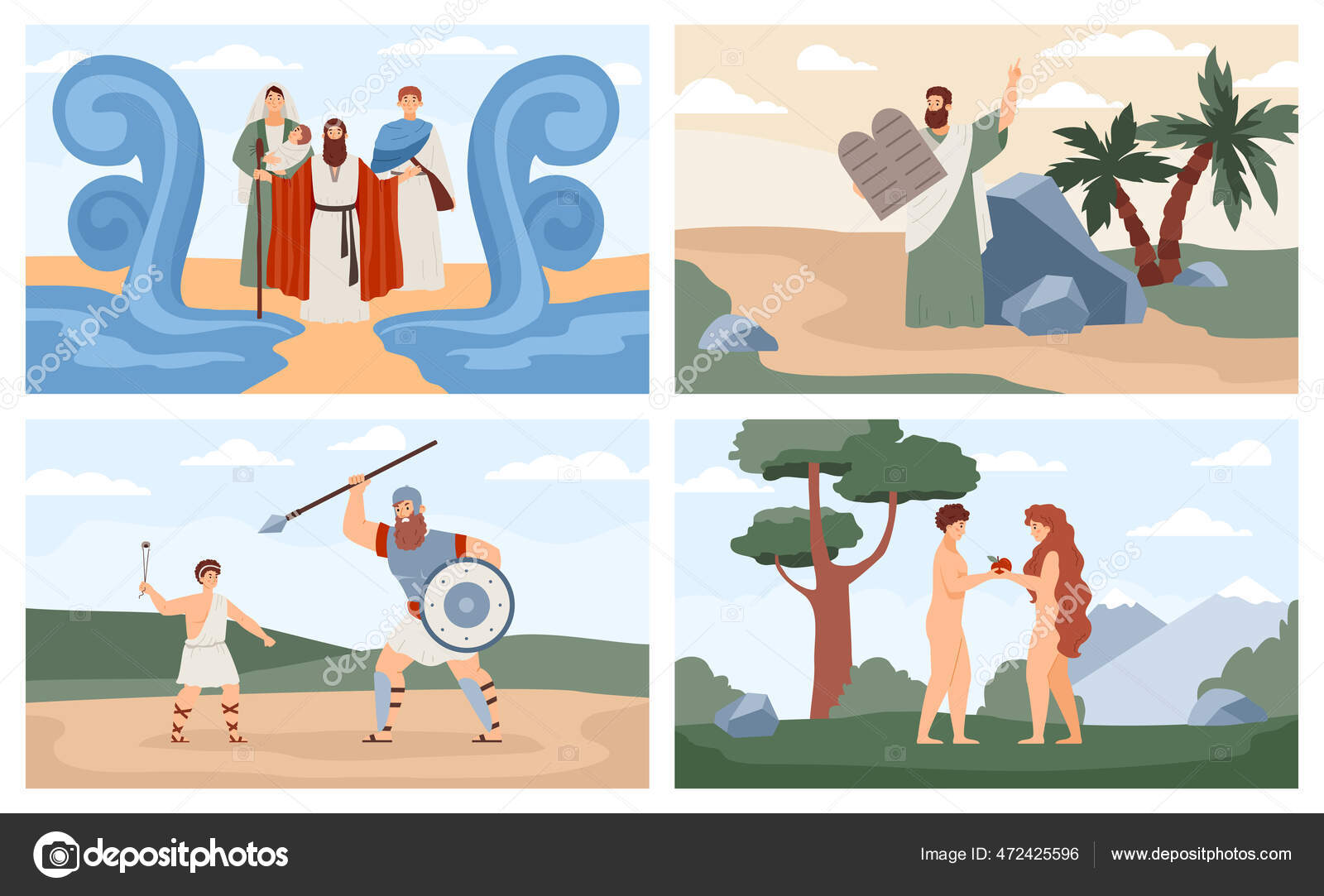 Set of vector posters with characters of story christian holy bible ...