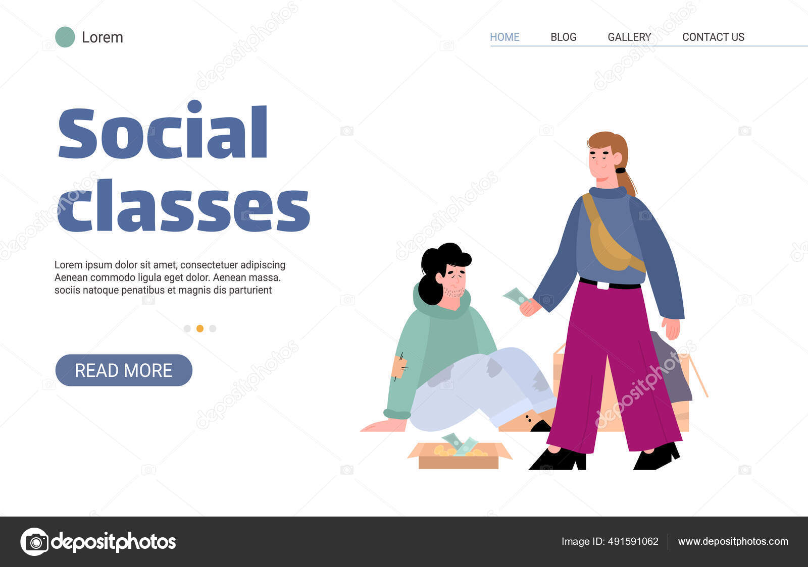 Social classes and gap between rich and poor, flat cartoon vector ...