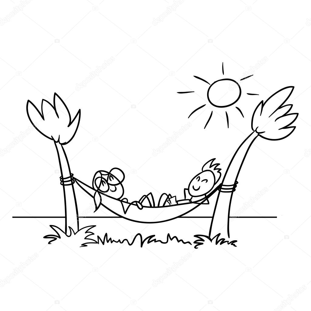 Beach Vacation Clip Art Black And White