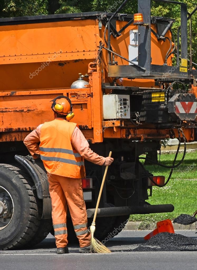 Working at the road construction ⬇ Stock Photo, Image by © majorosl66 ...