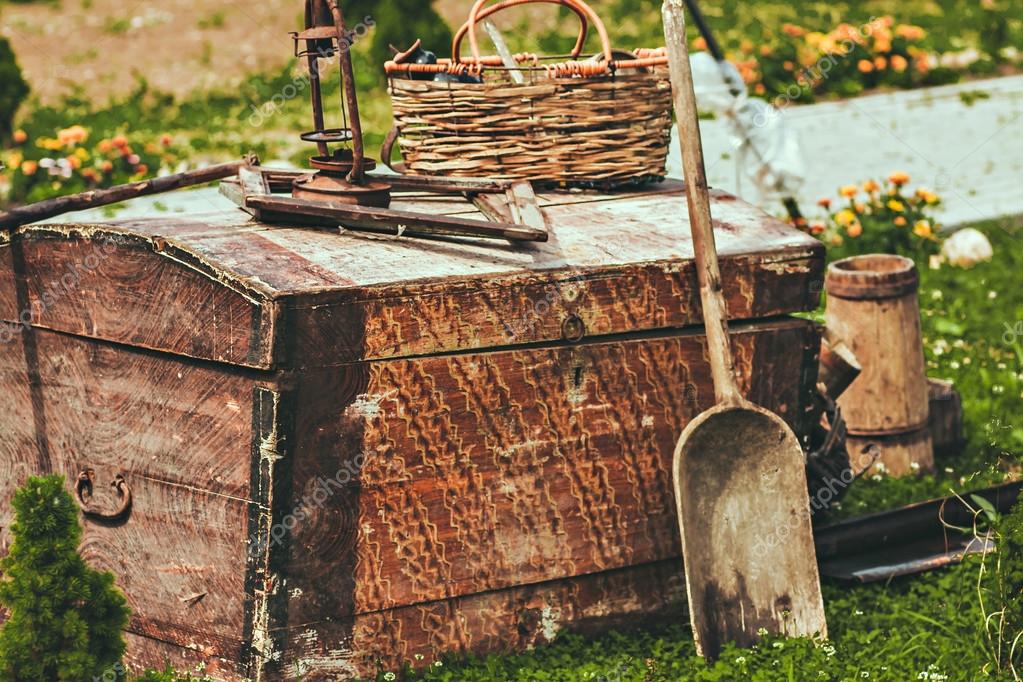 Old vintage details and things. The stylized photo. Retro agriculture ...