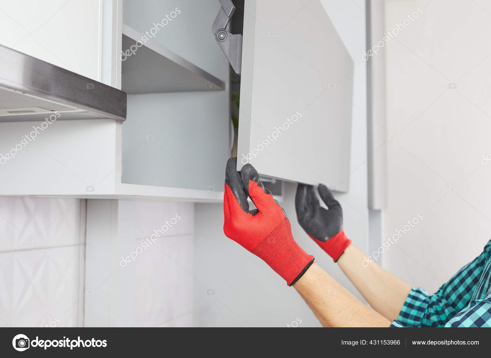 Armario Masculino Cocina Abierta Mano Sin Asa Cerca — Foto de stock ...