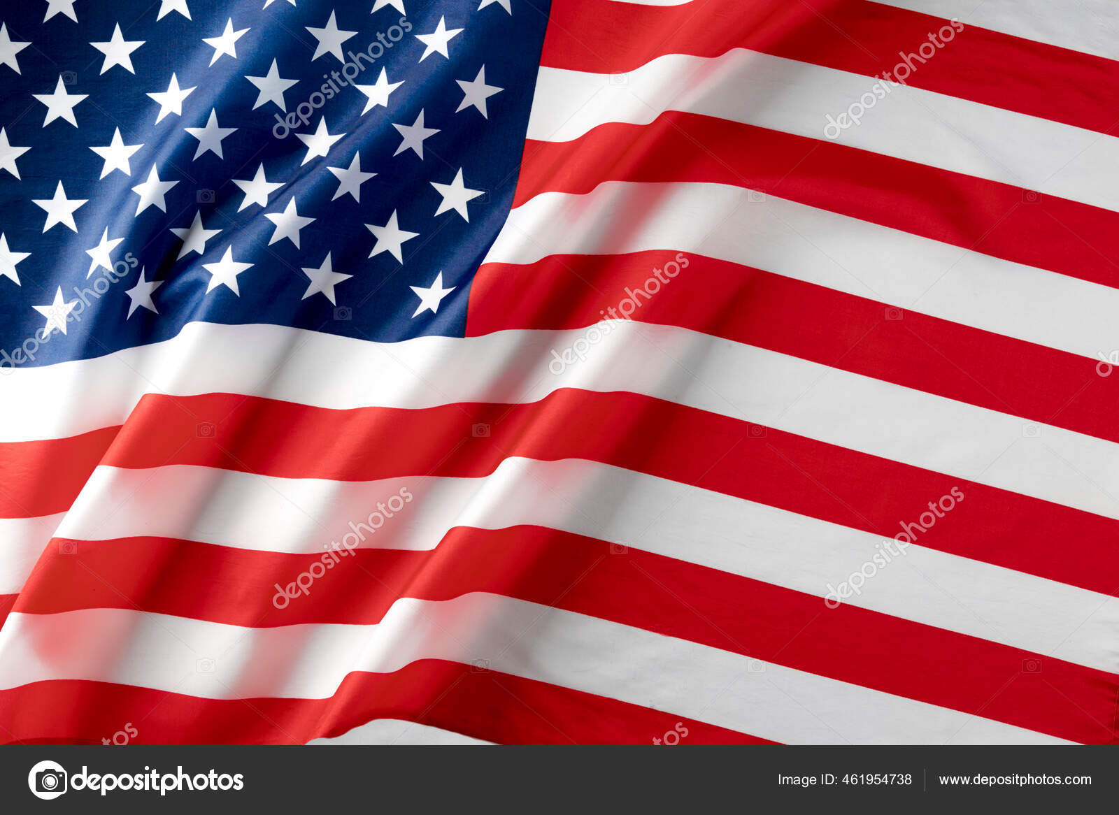 Close Ruffled American Flag Satin Texture Curved Flag Usa Memorial ...