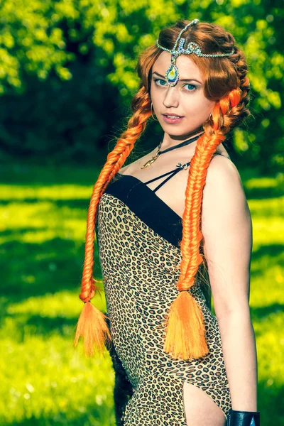 Beautiful red head queen outdoors — Stock Photo © BorisTernovoy #52547421