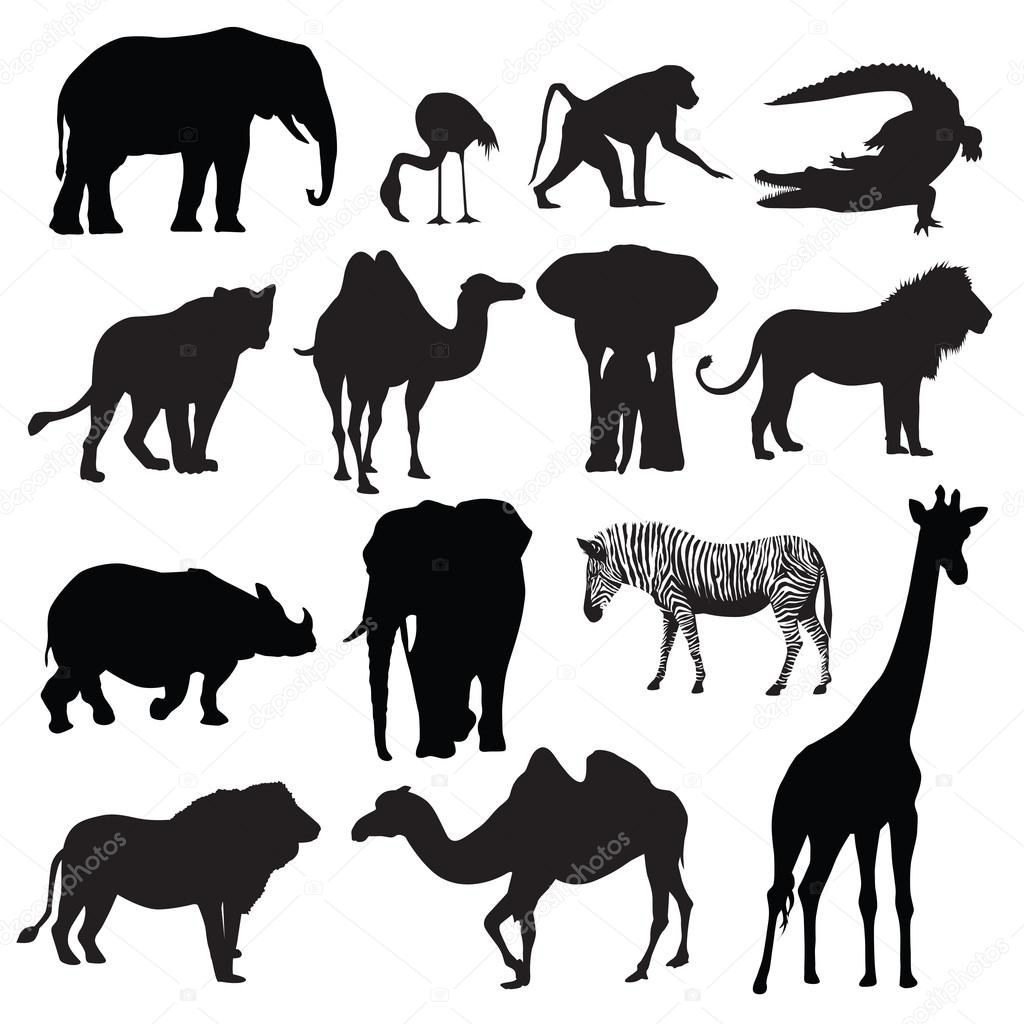 African Animal Silhouette Clip Art
