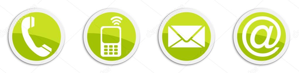 Four contacting sticker symbols in green - buttons — Stock Photo ...