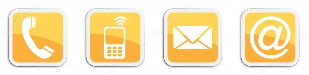 Four contacting sticker symbols in orange - cube — Stock Photo © marog ...