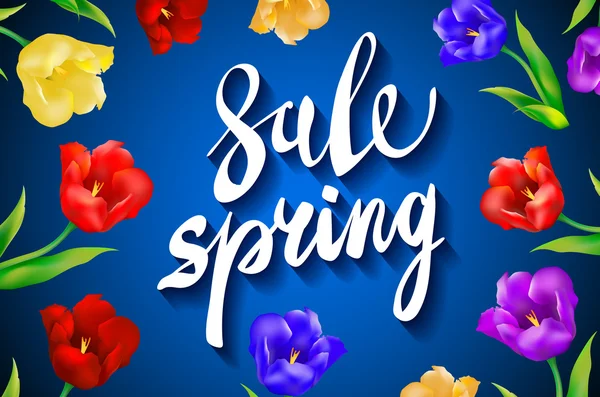 Spring sale concept. Spring background with flowering crocuses.Template ...