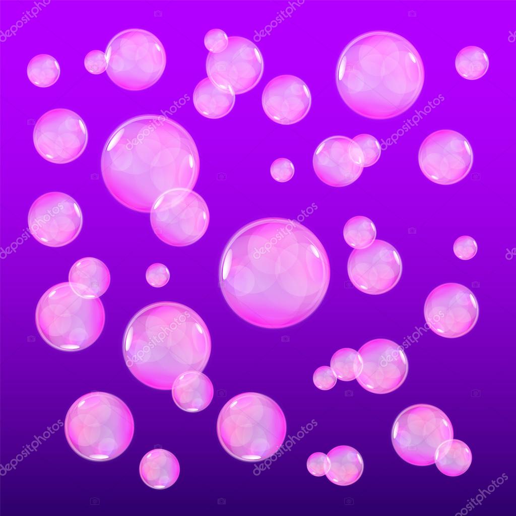 Bubbles in water on violet background horizontal seamless pattern ...