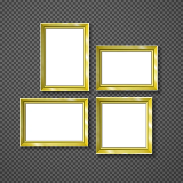 Realistic Photo Frame Vector. Set Square, A3, A4 Sizes Light Wood Blank ...