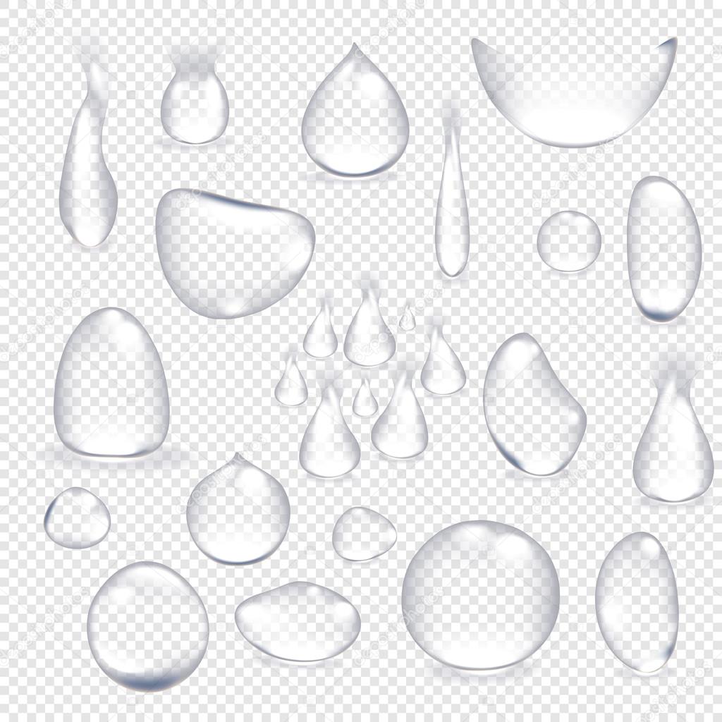 Pure clear water drops realistic set isolated vector illustration Stock ...