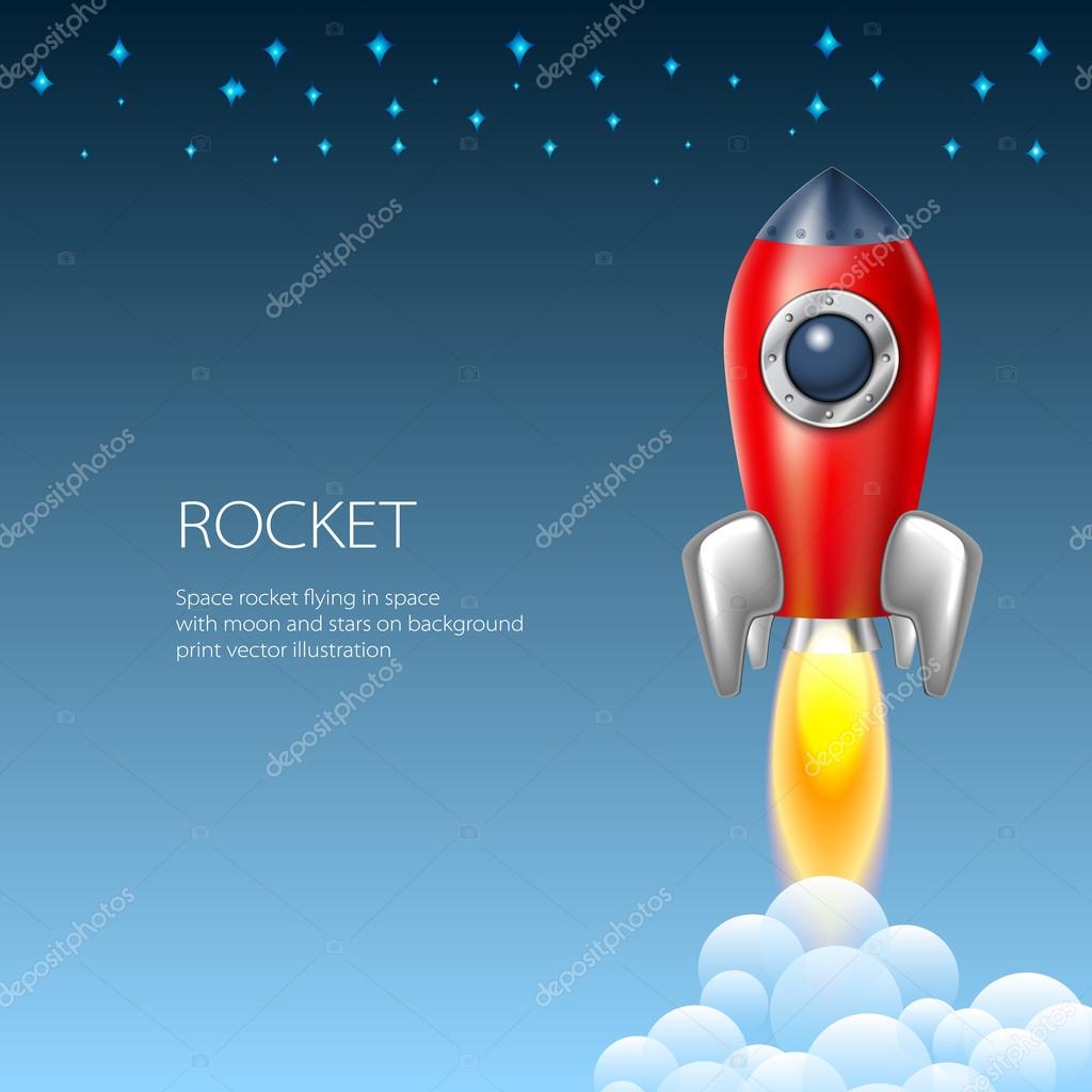 Cartoon Rocket With Fire