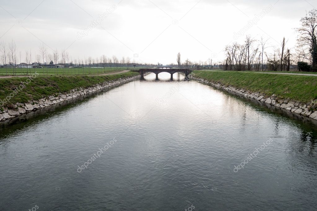 Artificial Channel with bridge Stock Photo by ©vpardi 108282238