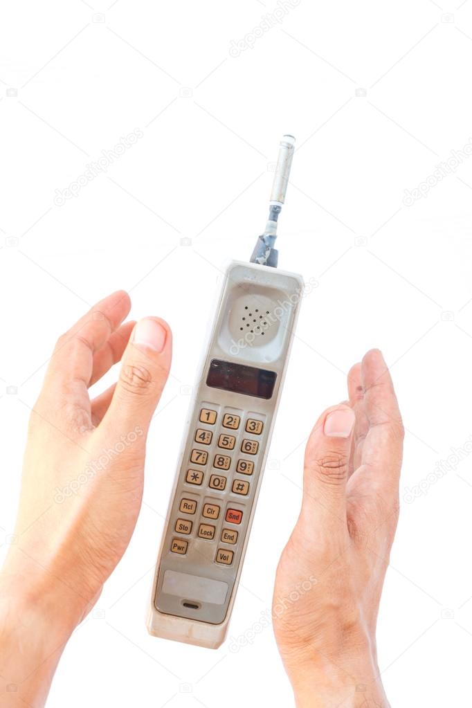 Man hand holding vintage mobile phone — Stock Photo © thawornnulove ... Man hand holding vintage mobile phone — Stock Photo © thawornnulove ...