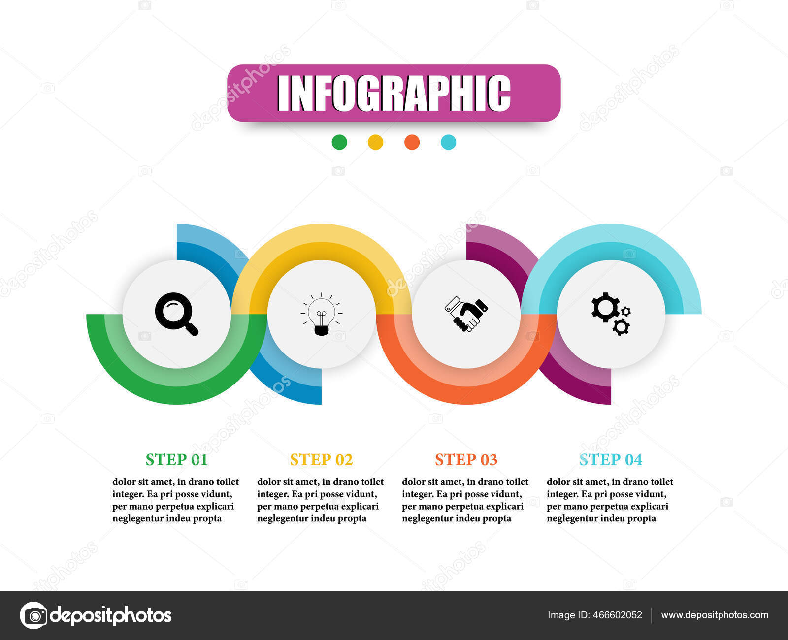 Vector Infographic Design Template Circular Four Steps Concept Planning ... Vector Infographic Design Template Circular Four Steps Concept Planning ...