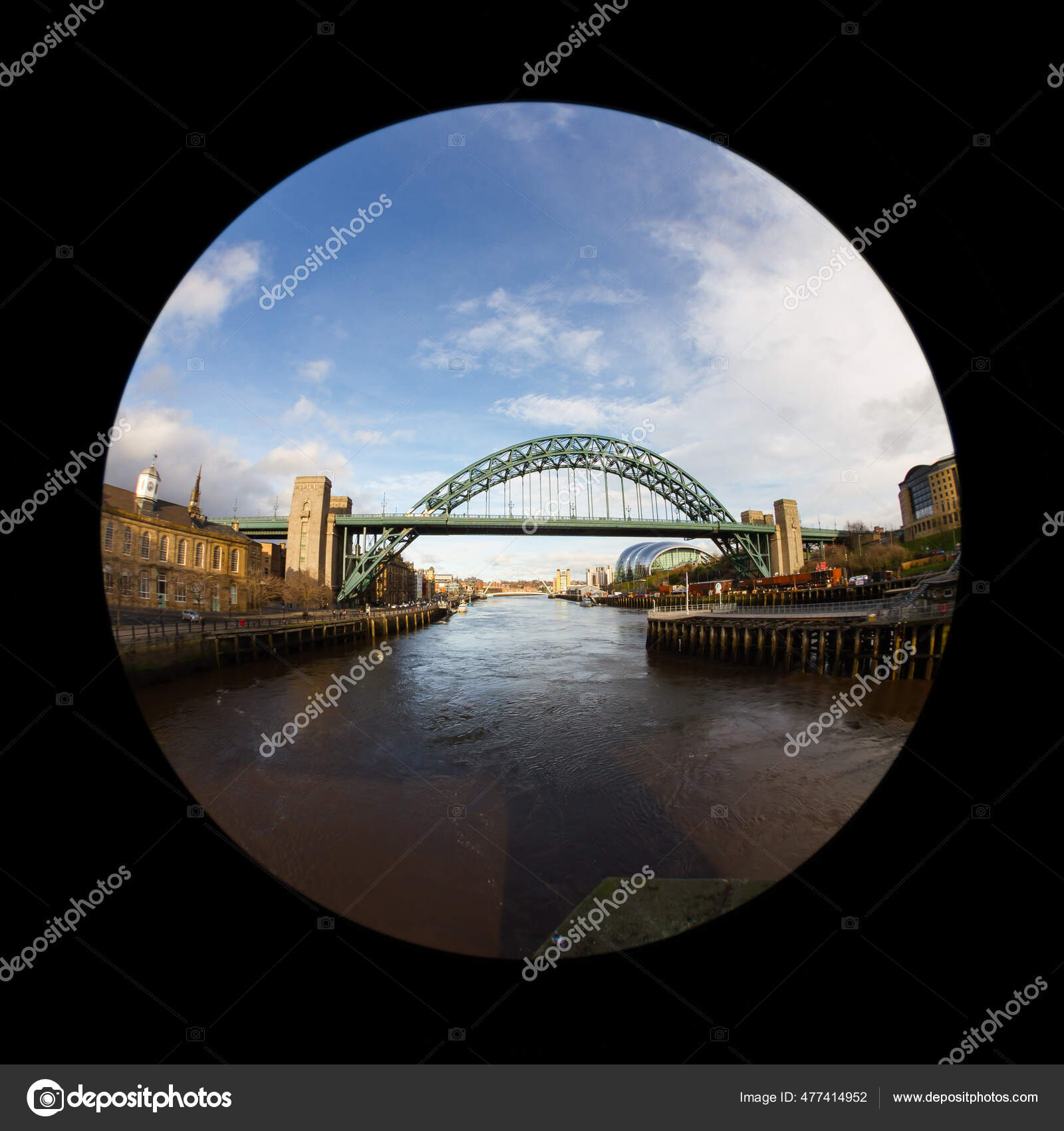 Fish Eye View Tyne Bridge Newcastle Tyne England Sage Centre – Stock ...
