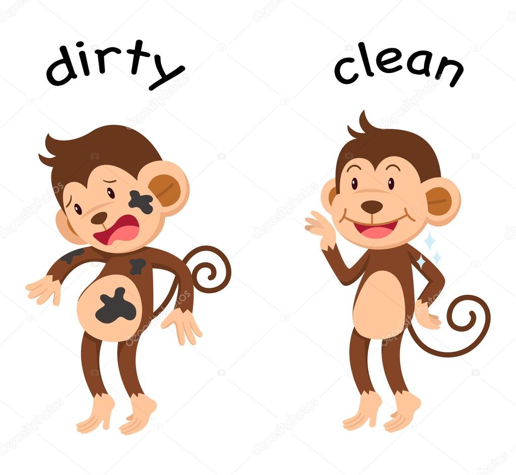 Opposite words dirty and clean Stock Vector by ©jehsomwang 109008384