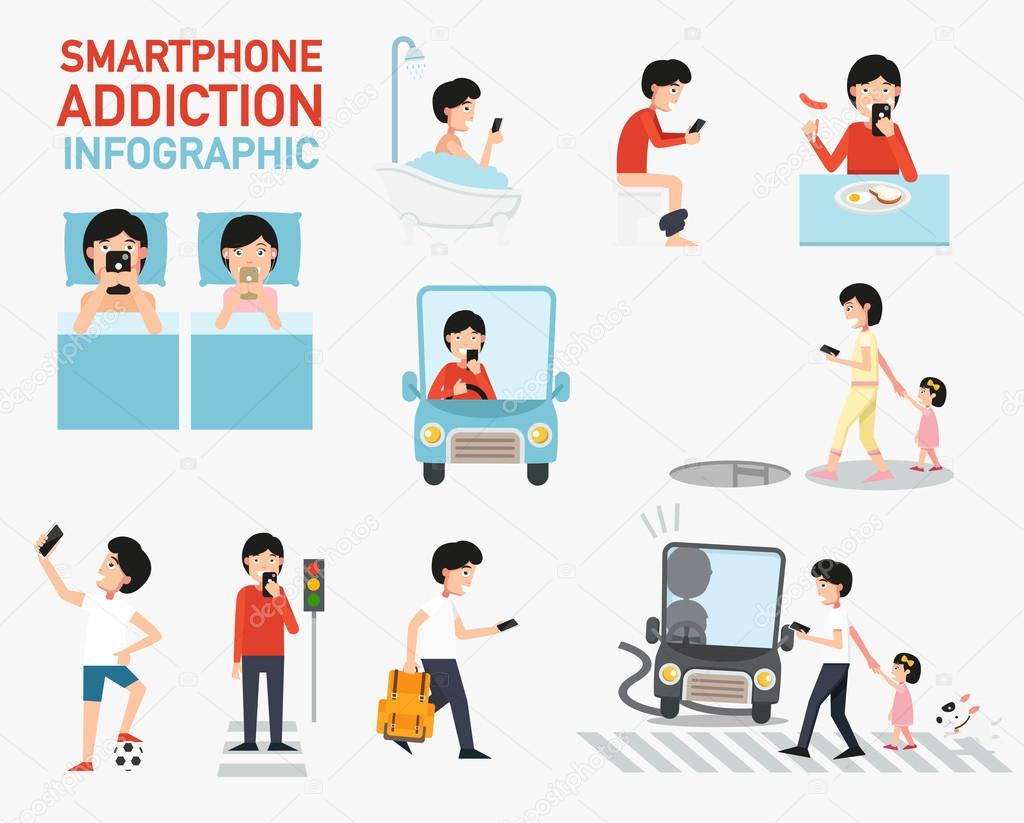 Smartphone addiction infographic.vector — Stock Vector © jehsomwang ... Smartphone addiction infographic.vector — Stock Vector © jehsomwang ...