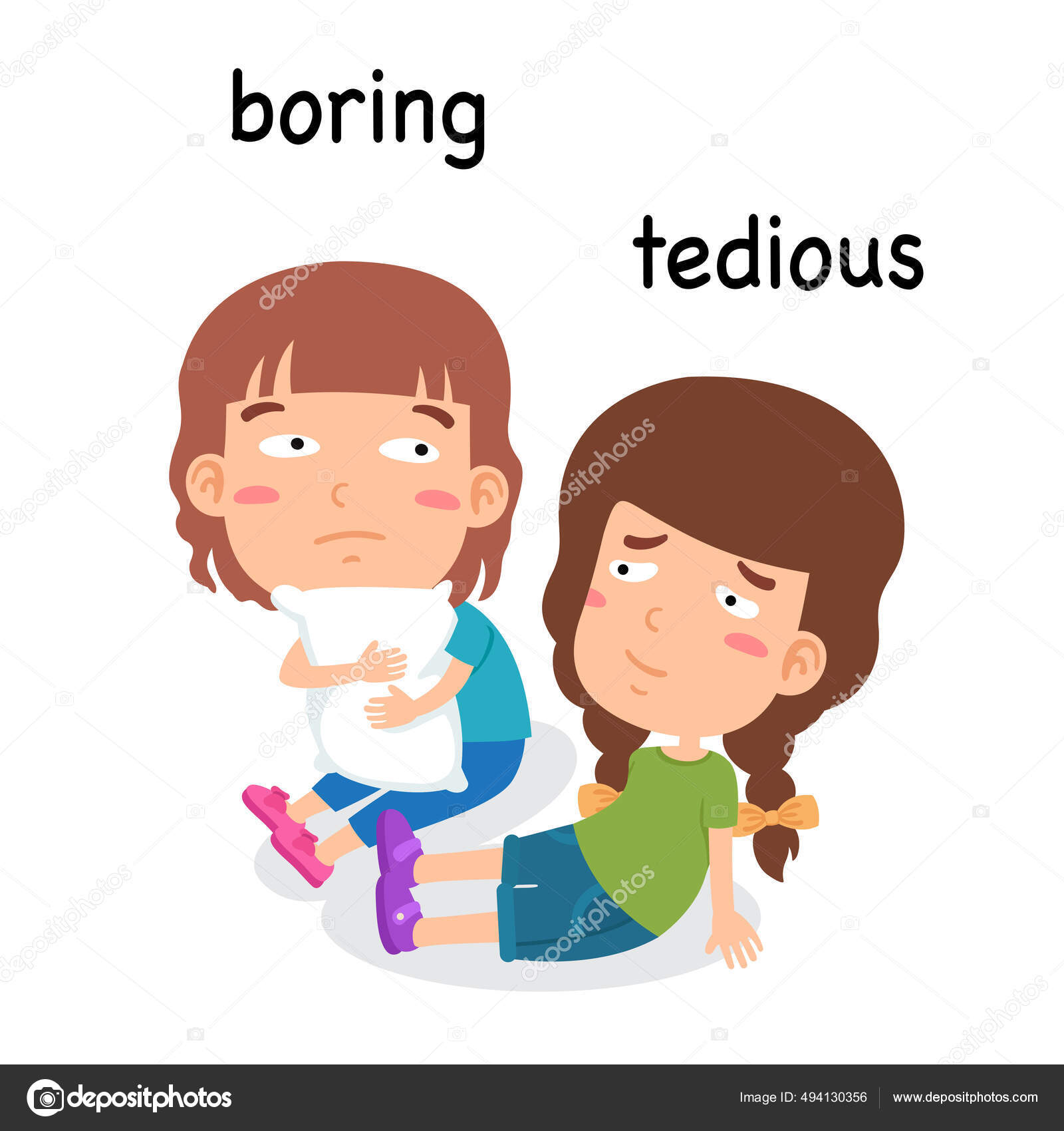 Synonyms Adjectives Boring Tedious Vector Illustration Stock Vector ...
